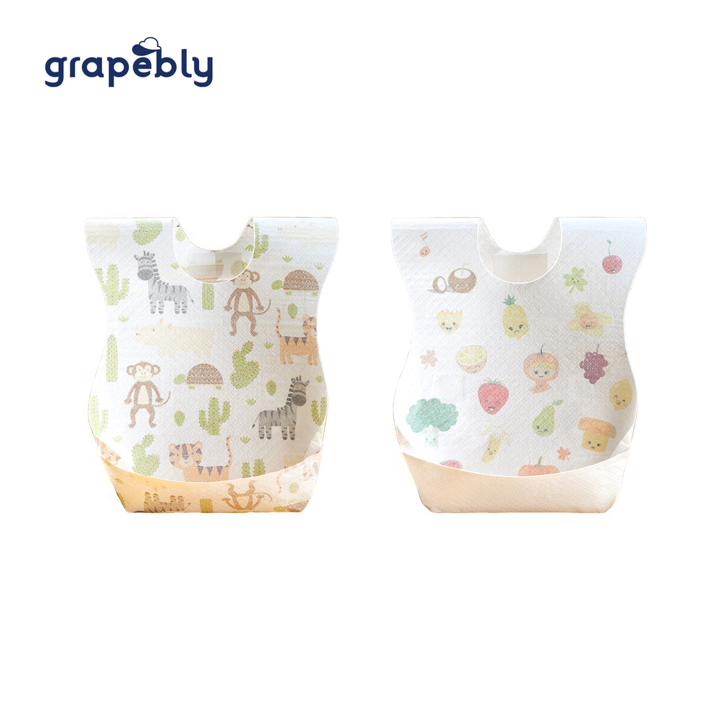 Grapebly Disposable Baby Bibs (20 pcs - Individually Packed)