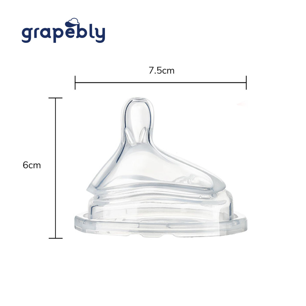 Grapebly Silicone Anti Colic Teat Slow Flow - Cross Hole (2 pieces)